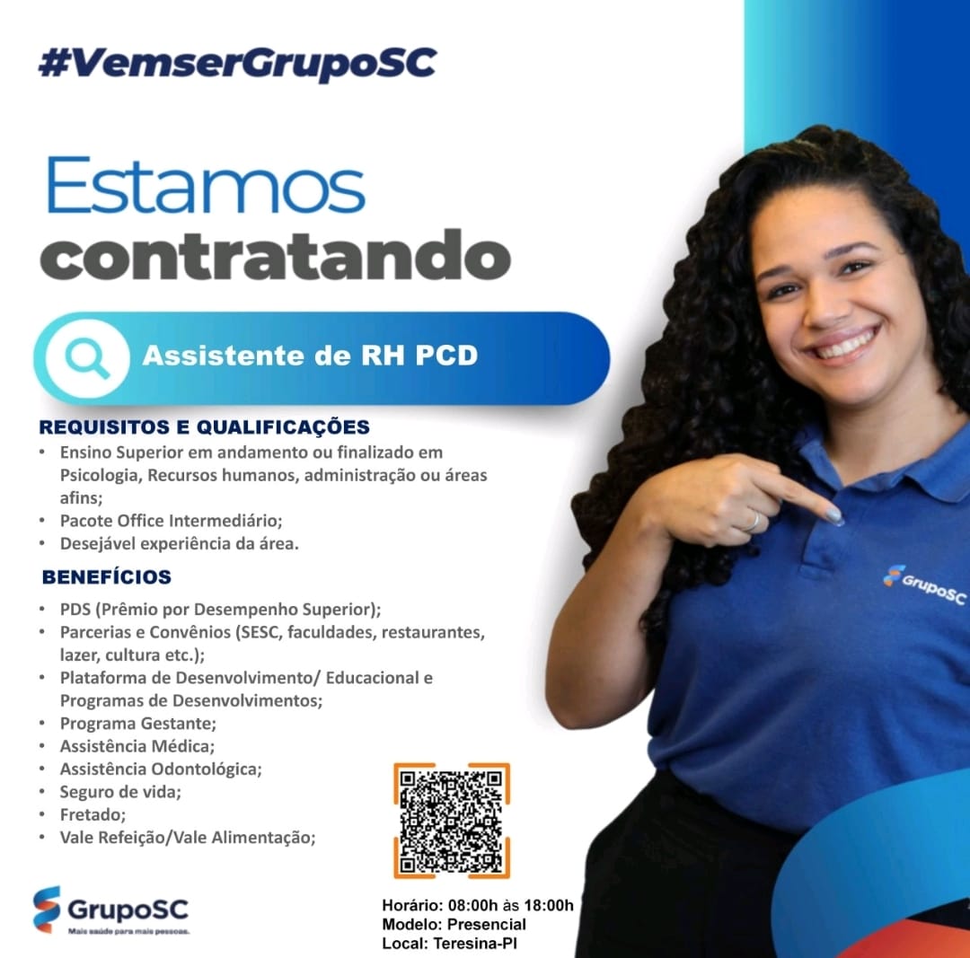 Vagas de emprego para Vendedor Interno(a), Assistente de RH (PCD) e Auxiliar de Padeiro em Teresina